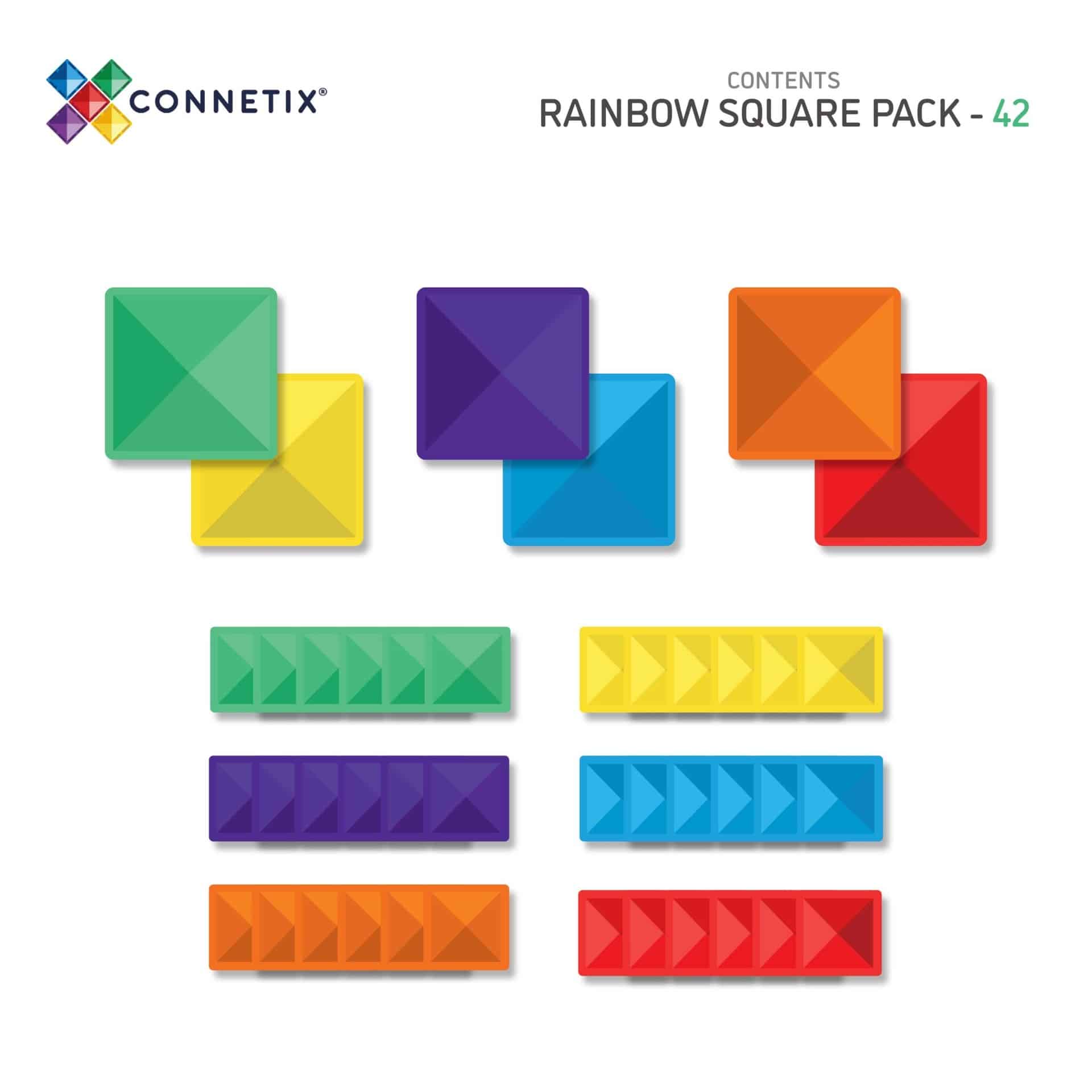CONNETIX Rainbow Square Pack, 42 Pieces | Official Store