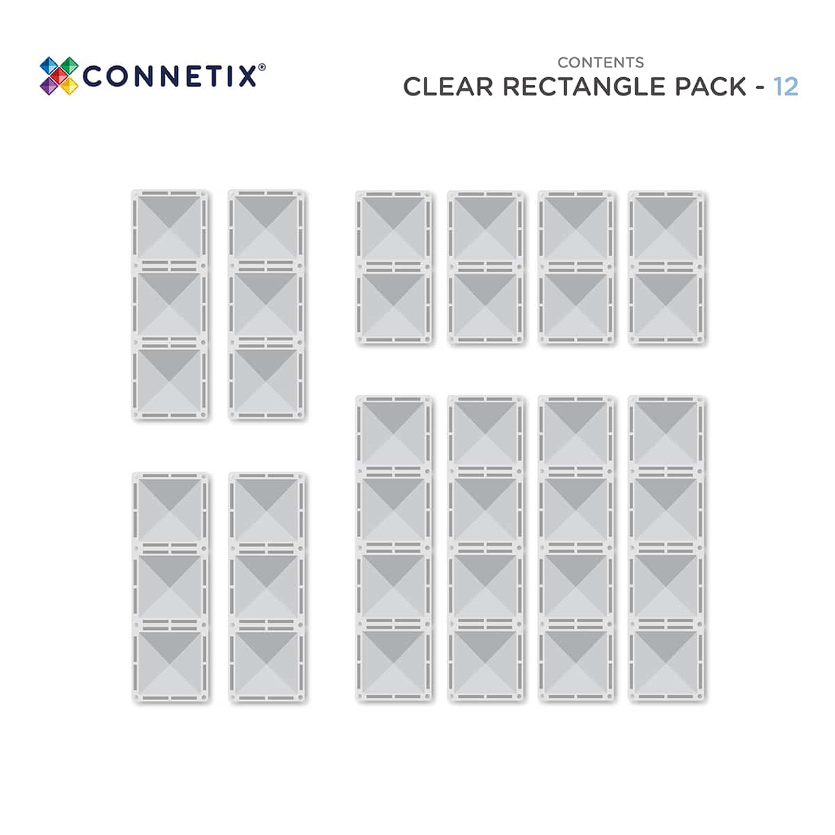 CONNETIX Clear Rectangle Pack, 12 Pieces | Official Store