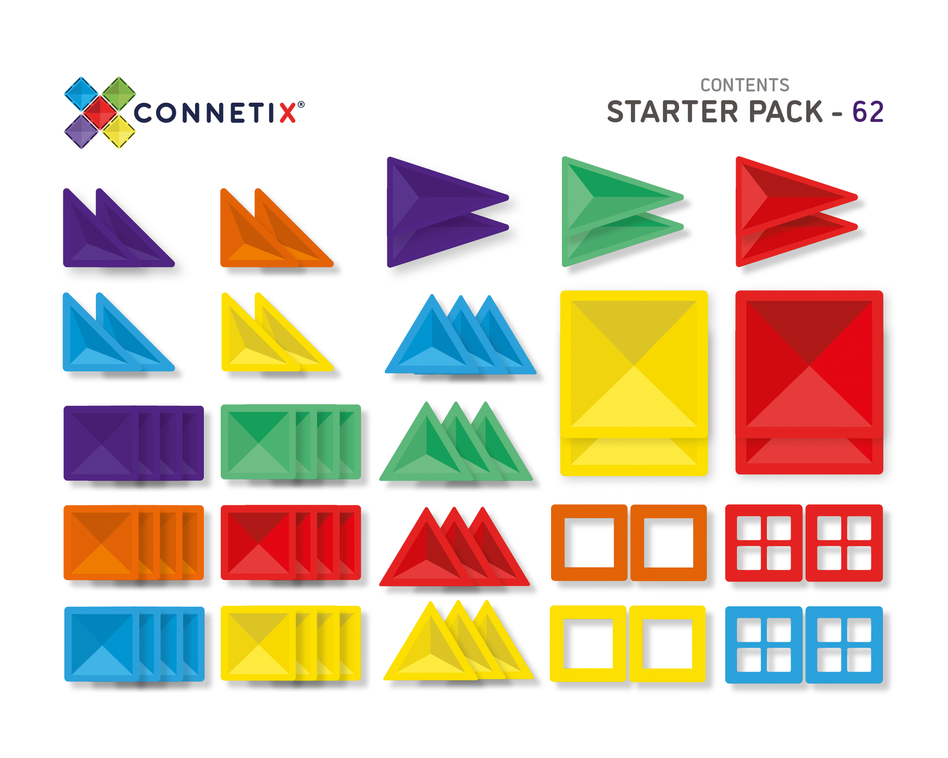 CONNETIX Rainbow Starter Pack, 62 Pieces | Official Store