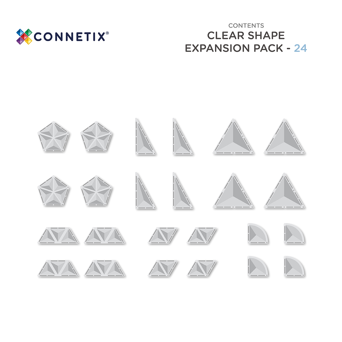 CONNETIX Clear Shape Expansion Pack, 24 Pieces | Official Store