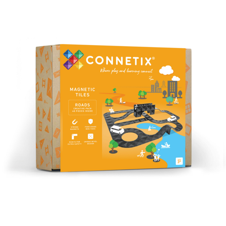 CONNETIX Creative Roads Pack 48 Pieces | Magnetic Road Tiles